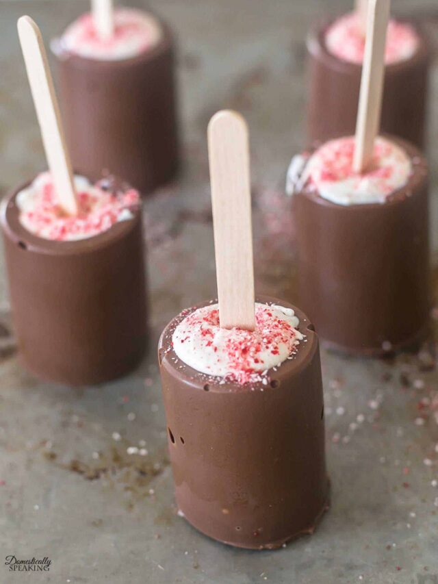 Festive Peppermint Hot Cocoa Sticks - Domestically Speaking