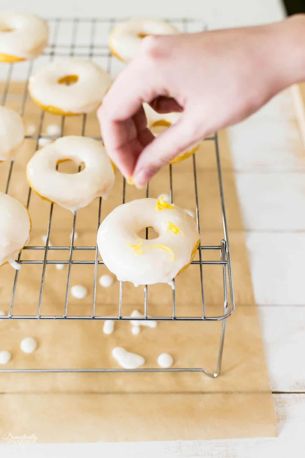 Lemon Cake Mix Donuts - Domestically Speaking