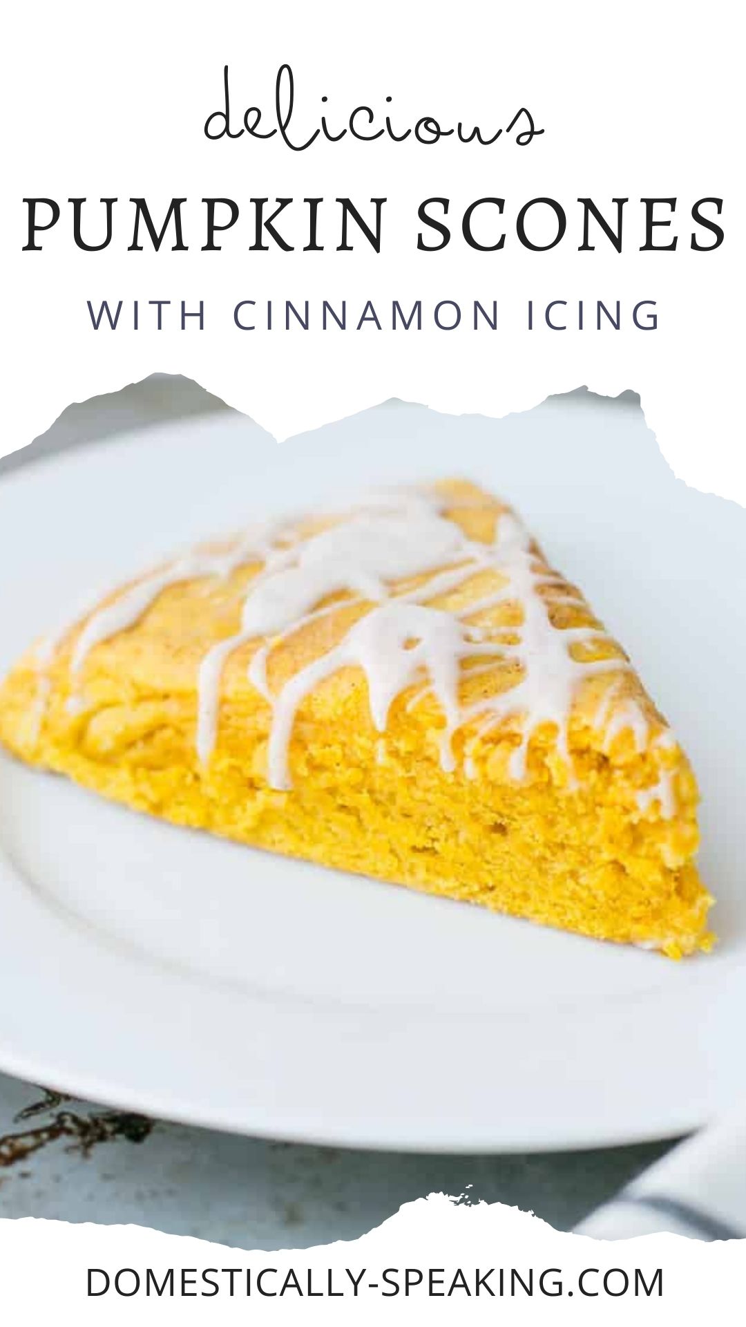 Pumpkin Scones with Cinnamon Icing - Domestically Speaking