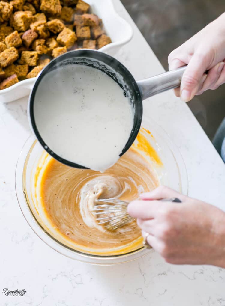 Pumpkin Spice Bread Pudding - Domestically Speaking