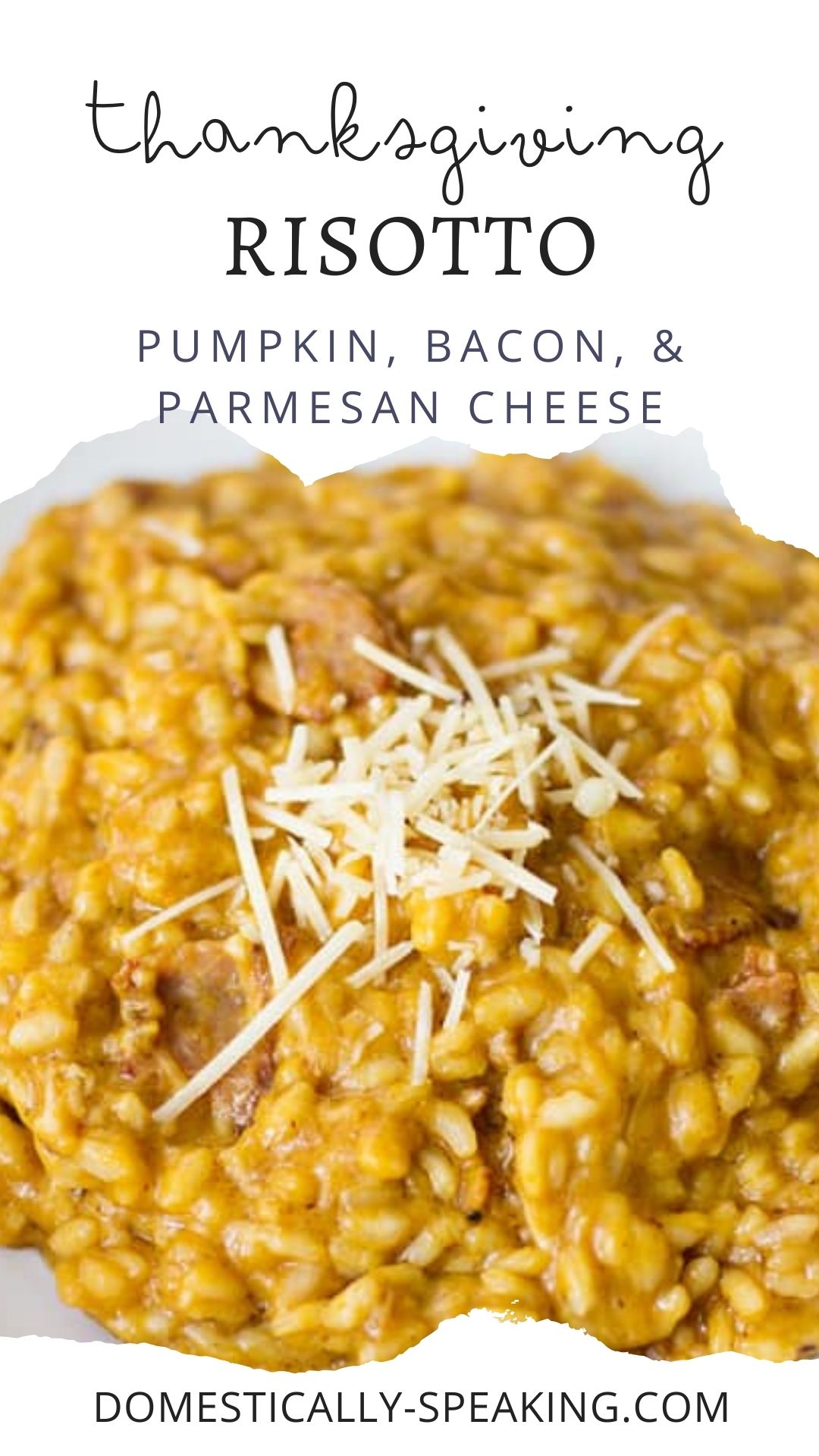 Creamy Pumpkin Risotto with Parmesan and Bacon - Domestically Speaking
