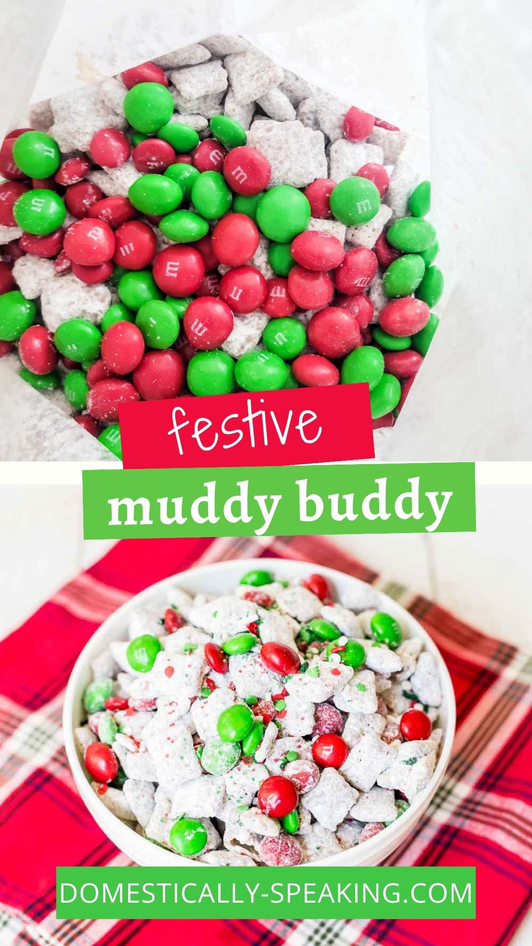 Christmas Muddy Buddy Recipe - Domestically Speaking