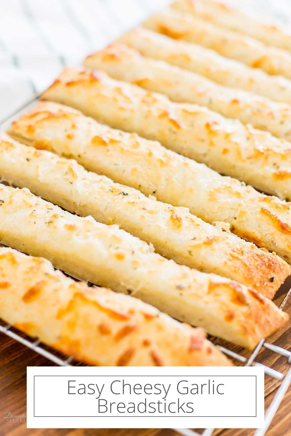 Easy Homemade Cheesy Garlic Breadsticks - Domestically Speaking