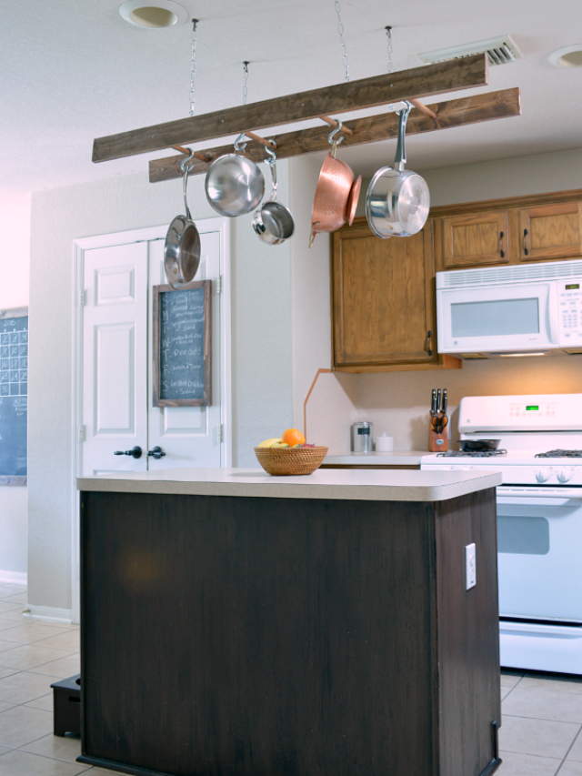 DIY Pot Rack Ladder - Domestically Speaking