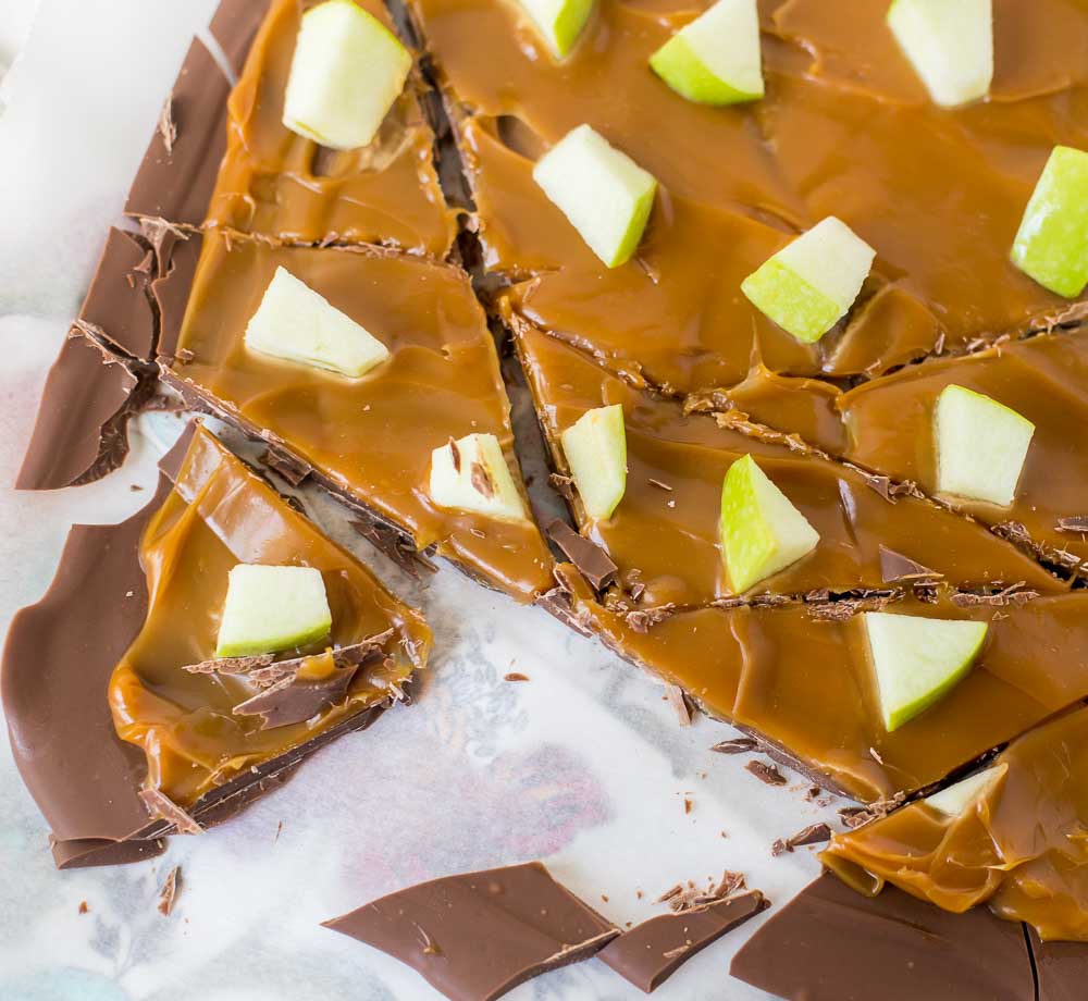 Chocolate Caramel Apple Bark - Domestically Speaking