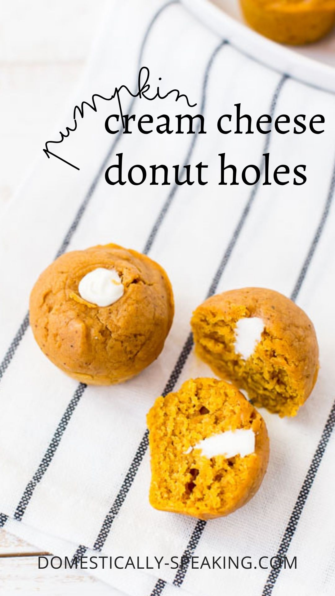Pumpkin Cream Cheese Donut Holes - Domestically Speaking