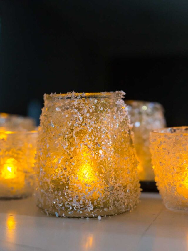 Thrifted DIY Snowy Votives - Domestically Speaking
