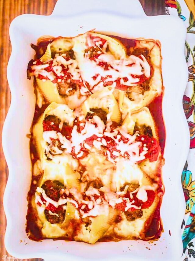 Chicken Parmesan Stuffed Shells Mashup - Domestically Speaking