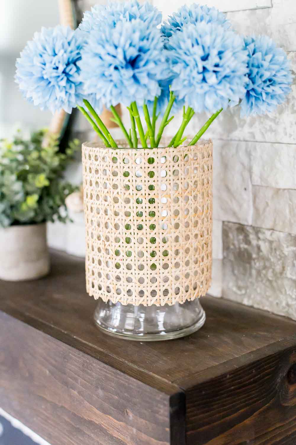 How To Make A Cane Wrapped Vase - Domestically Designed