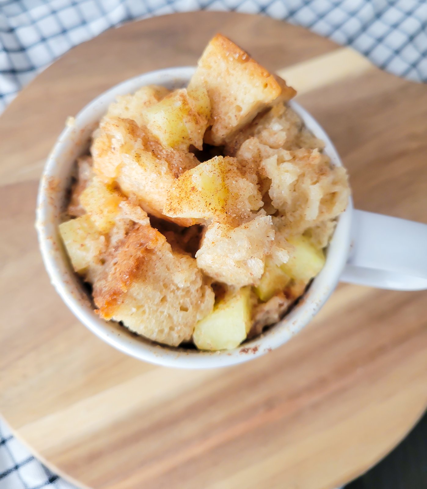 Cozy Apple Bread Pudding in a Mug - Domestically Speaking