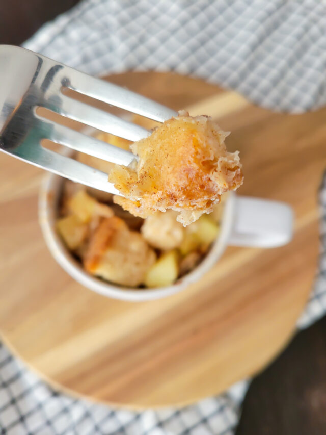 Cozy Apple Bread Pudding in a Mug - Domestically Speaking