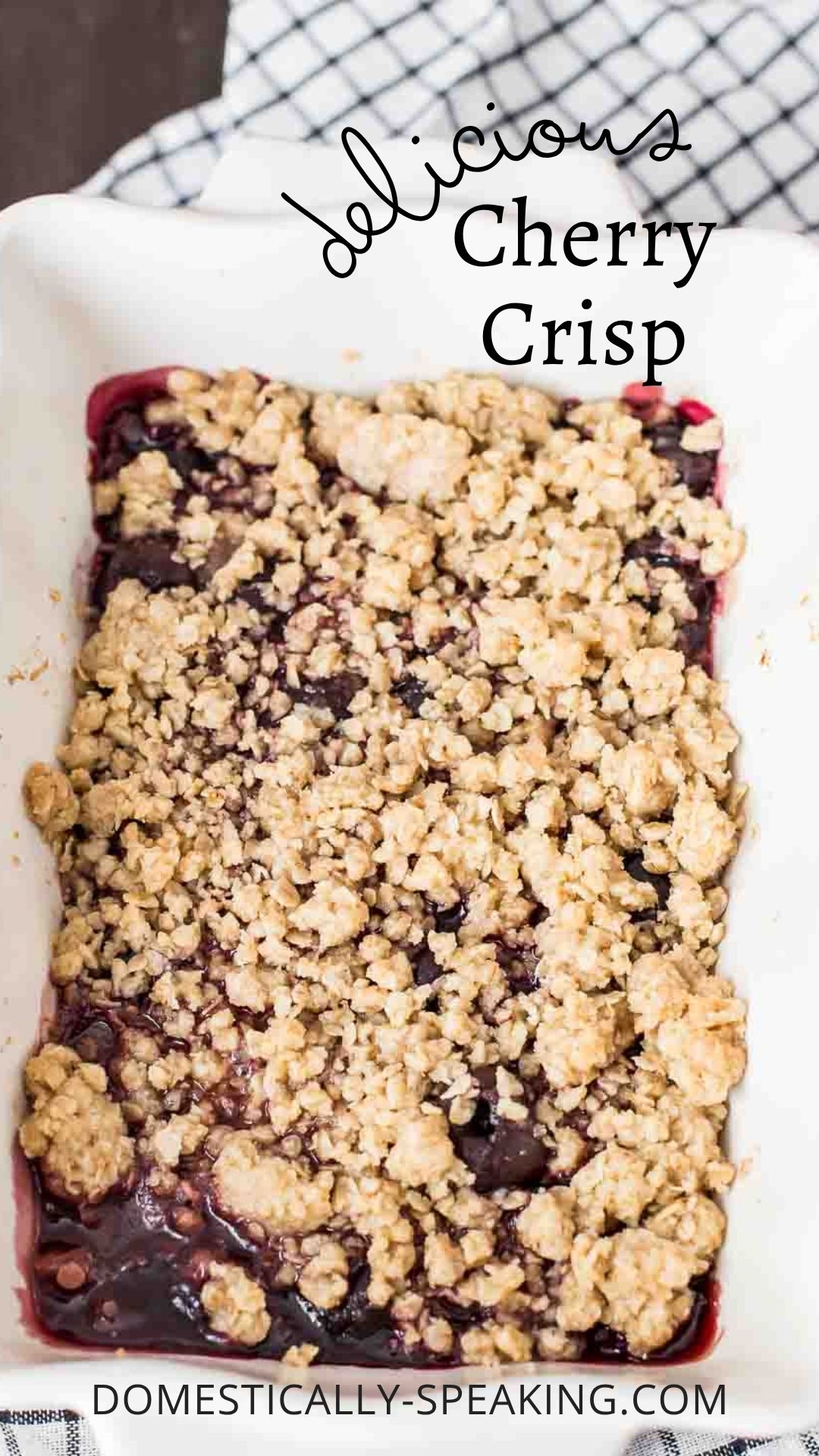 Cherry Crisp with Frozen Cherries - Domestically Speaking
