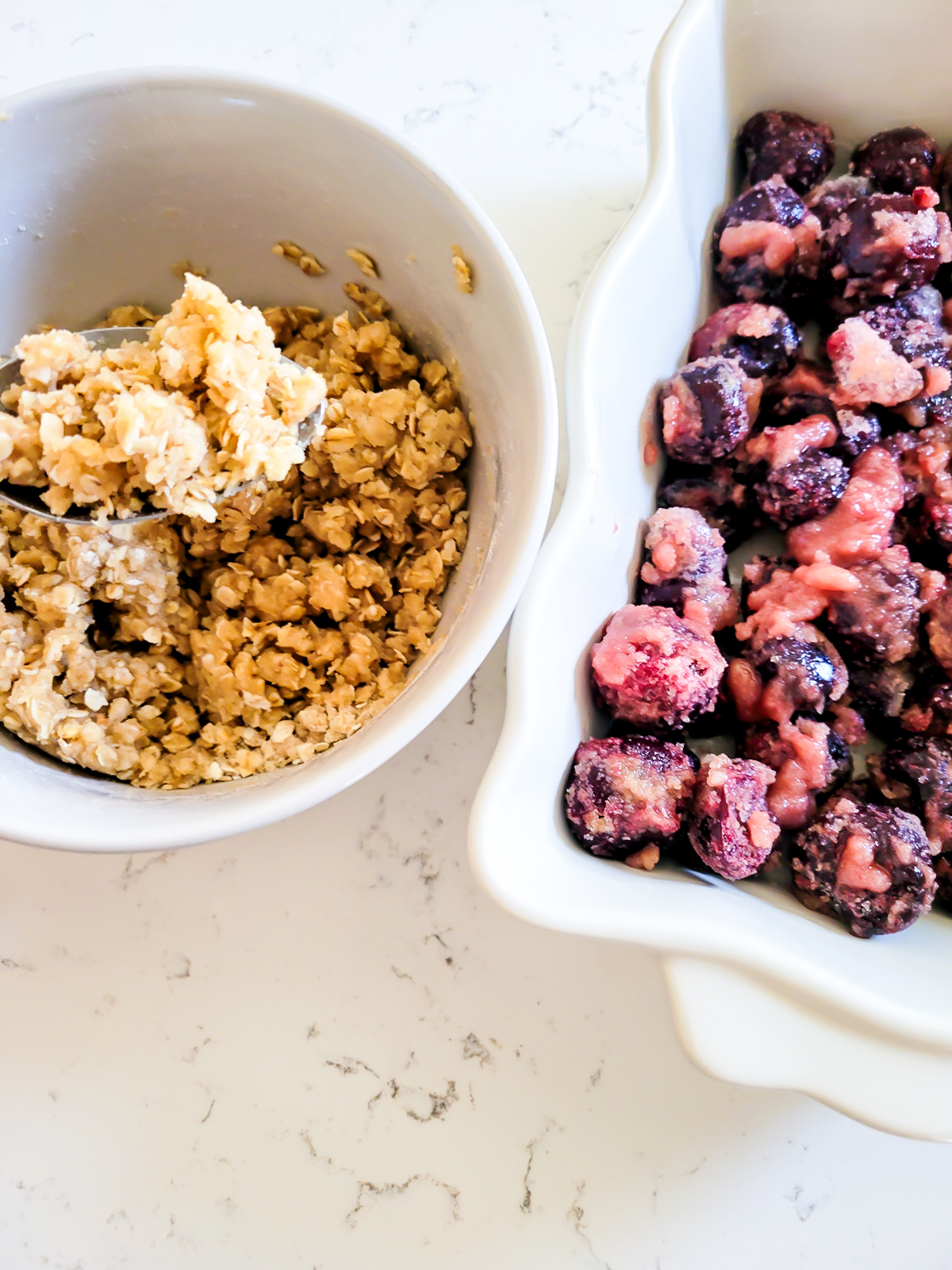 Cherry Crisp with Frozen Cherries - Domestically Speaking